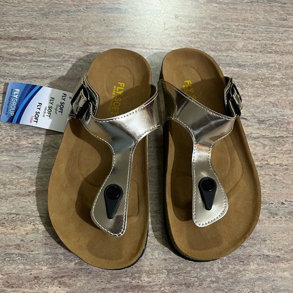 Fly Soft | Shoes | Nwt Fly Soft Metallic Gold Thong Sandals | Poshmark